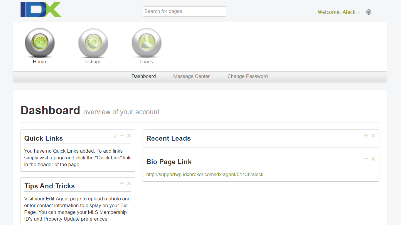 IDX Broker Platinum - Agents have a way to login and manage their ...